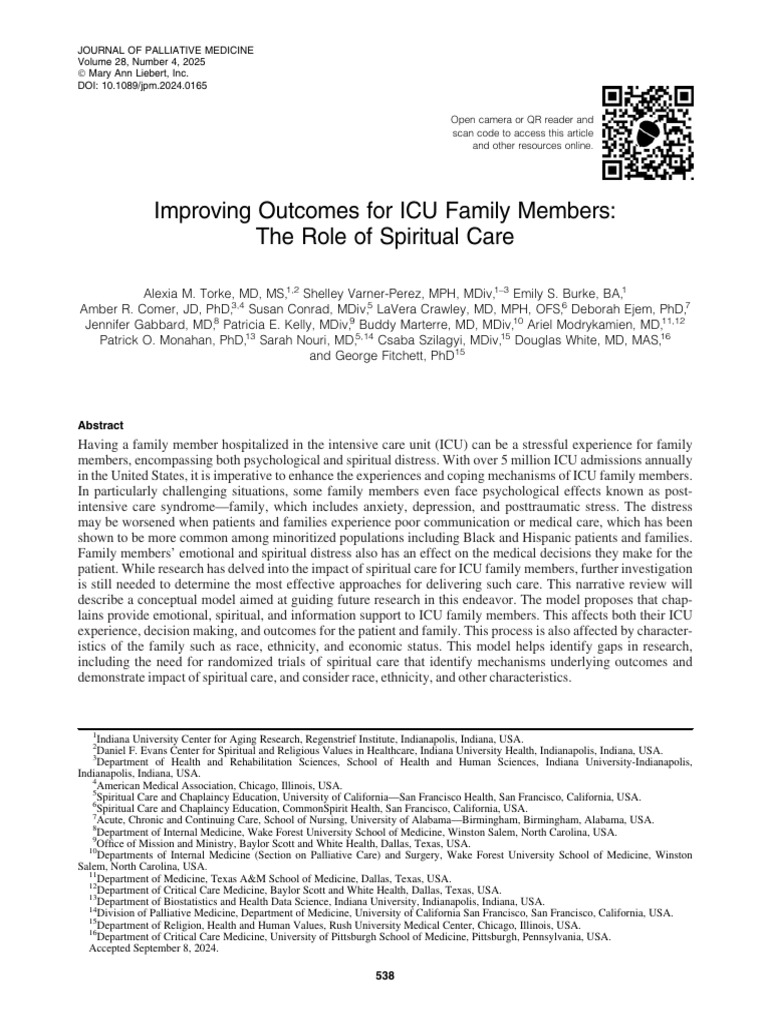 Improving Outcomes for ICU Family Members | PDF | End Of Life Care ...