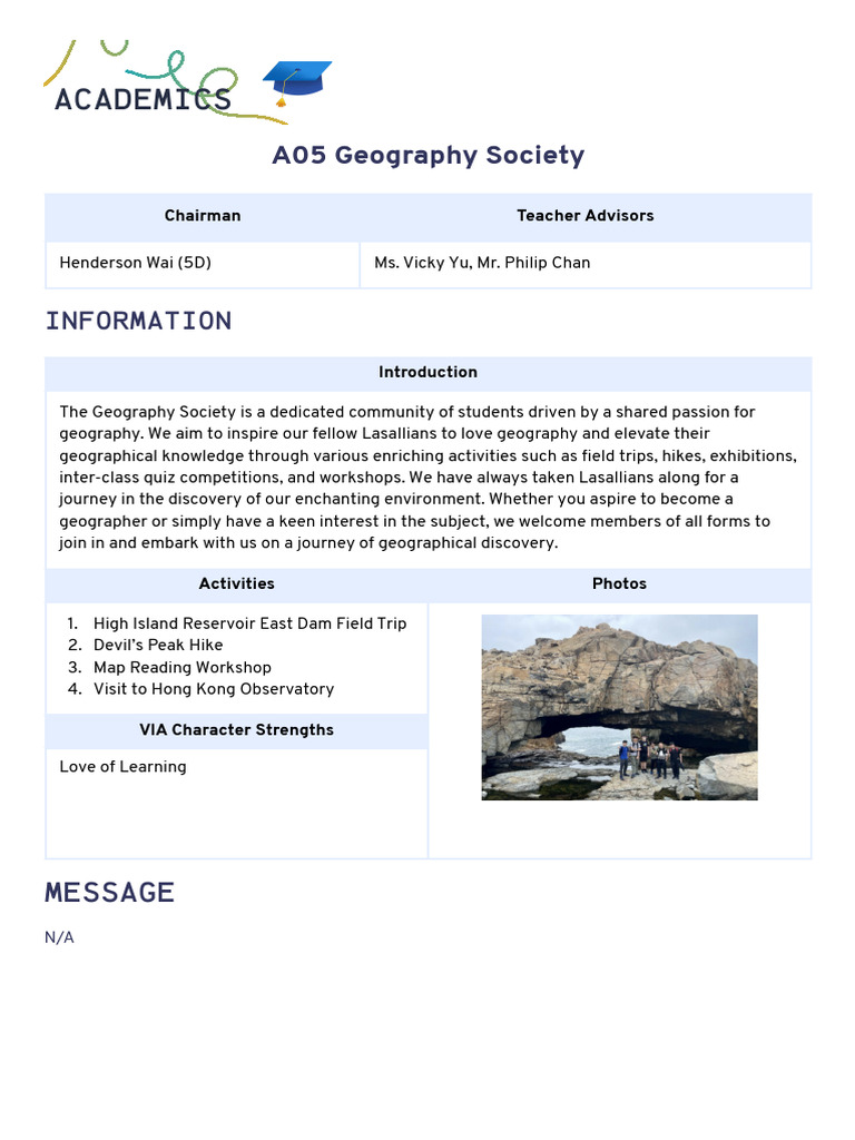 Geography Society Activities Overview | PDF