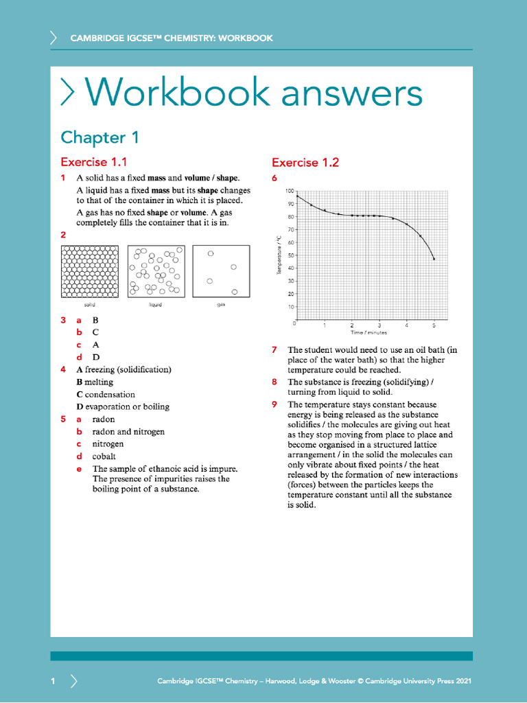 Igcse Chemistry 5ed TR Workbook Answers | PDF