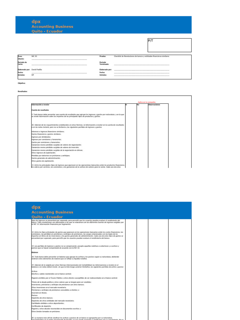 PT Nic 30 | PDF | Bancos | normas internacionales de INFORMACION FINANCIERA