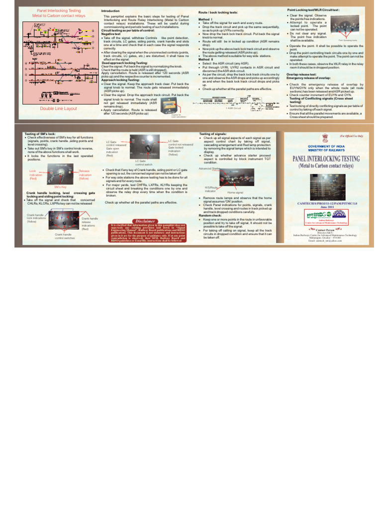 Pamphlet On Panel Interlocking Testing (Metal To Carbon Relays) | PDF ...