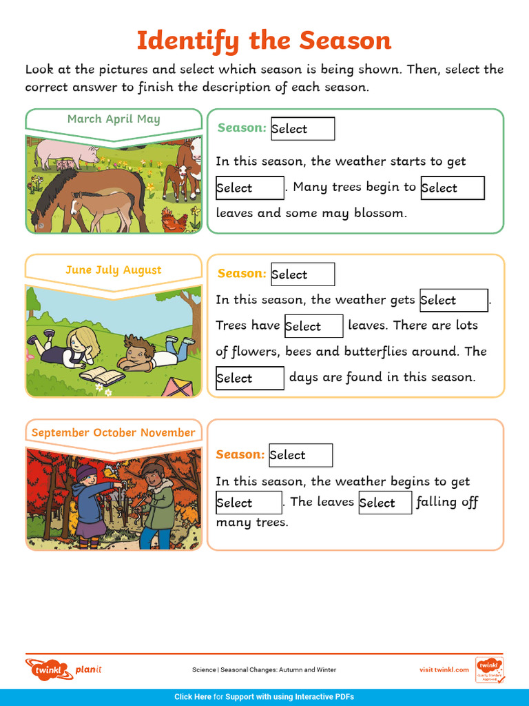 Identify The Seasons Interactive PDF - Ver - 1 | PDF