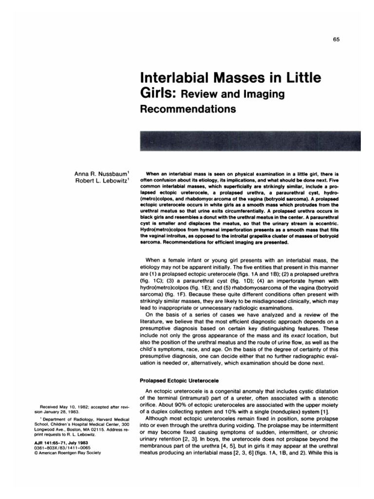 Lebowitz Nussbaum 2012 Interlabial Masses in Little Girls Review and ...