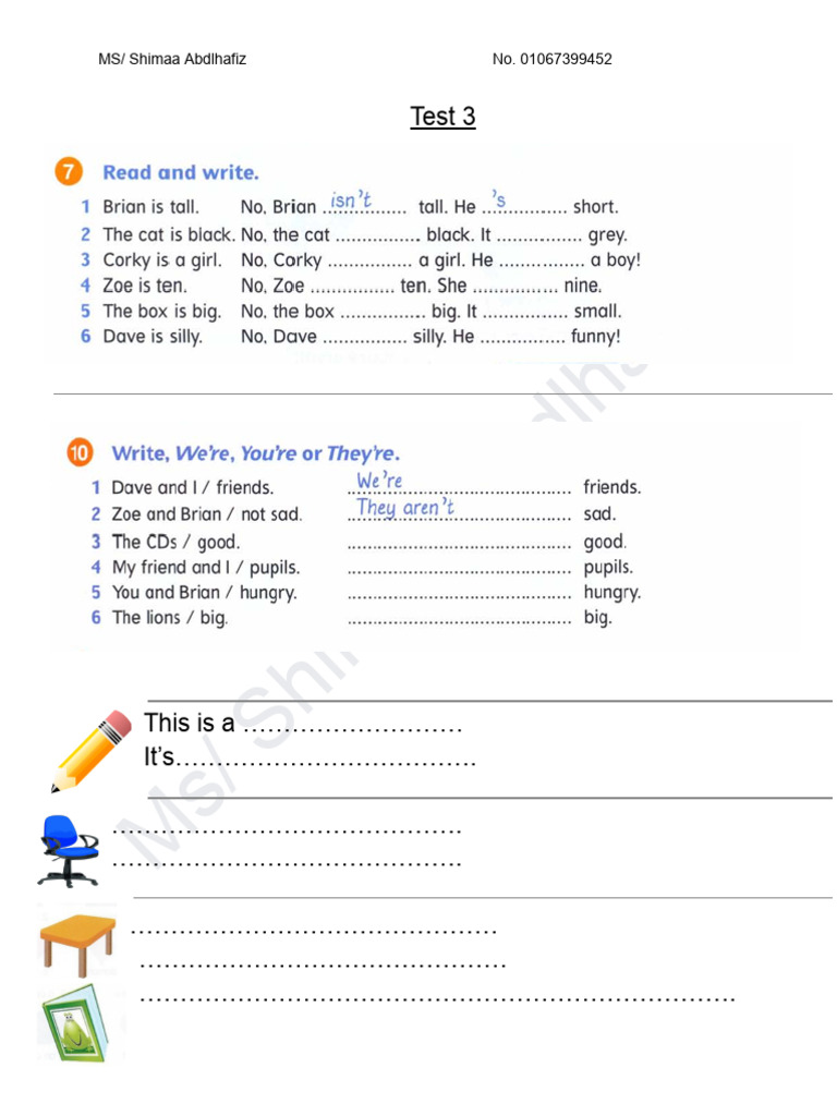 Class 4 English Test and Homework | PDF