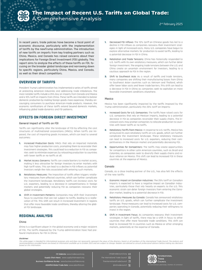 The Effects of President Trump | PDF | Foreign Direct Investment | Tariff