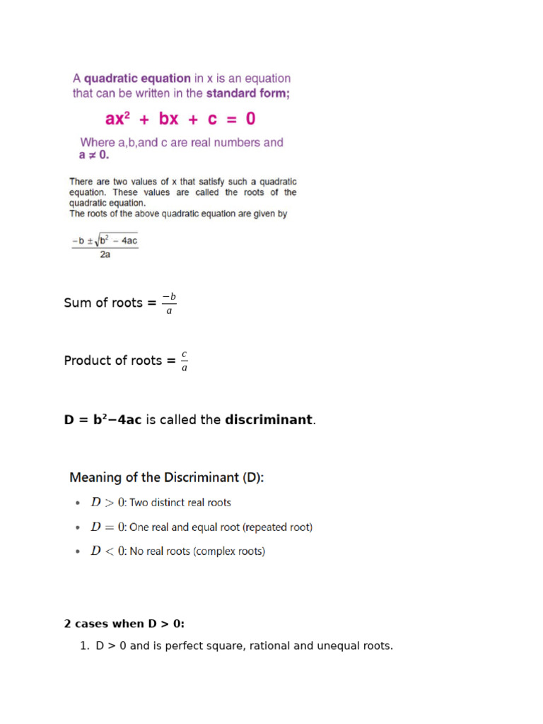 Quadratic Equations | PDF