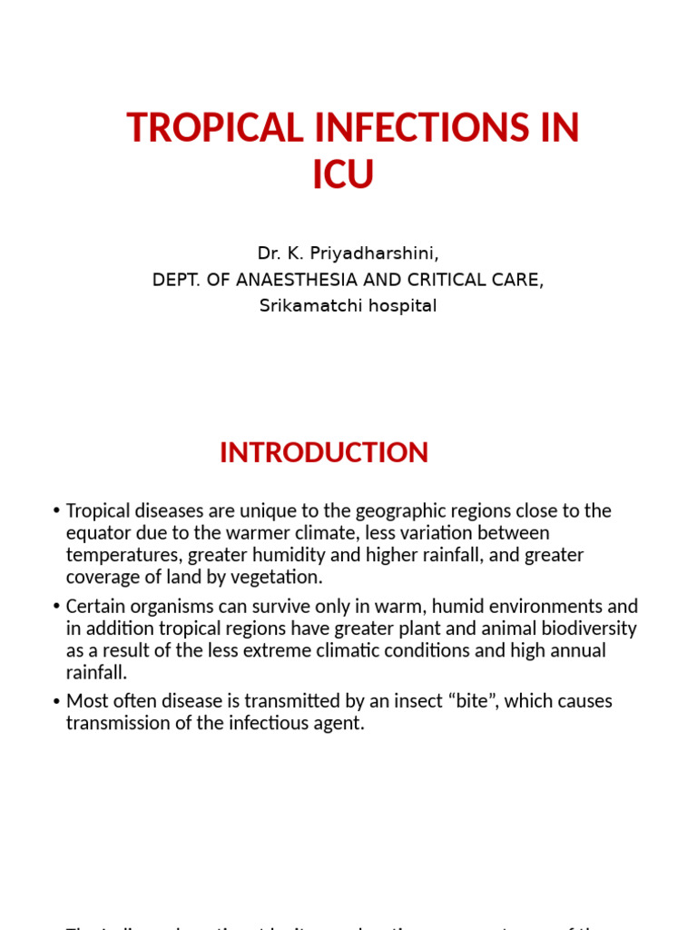 Management of Tropical Infections in ICU | PDF | Malaria | Influenza