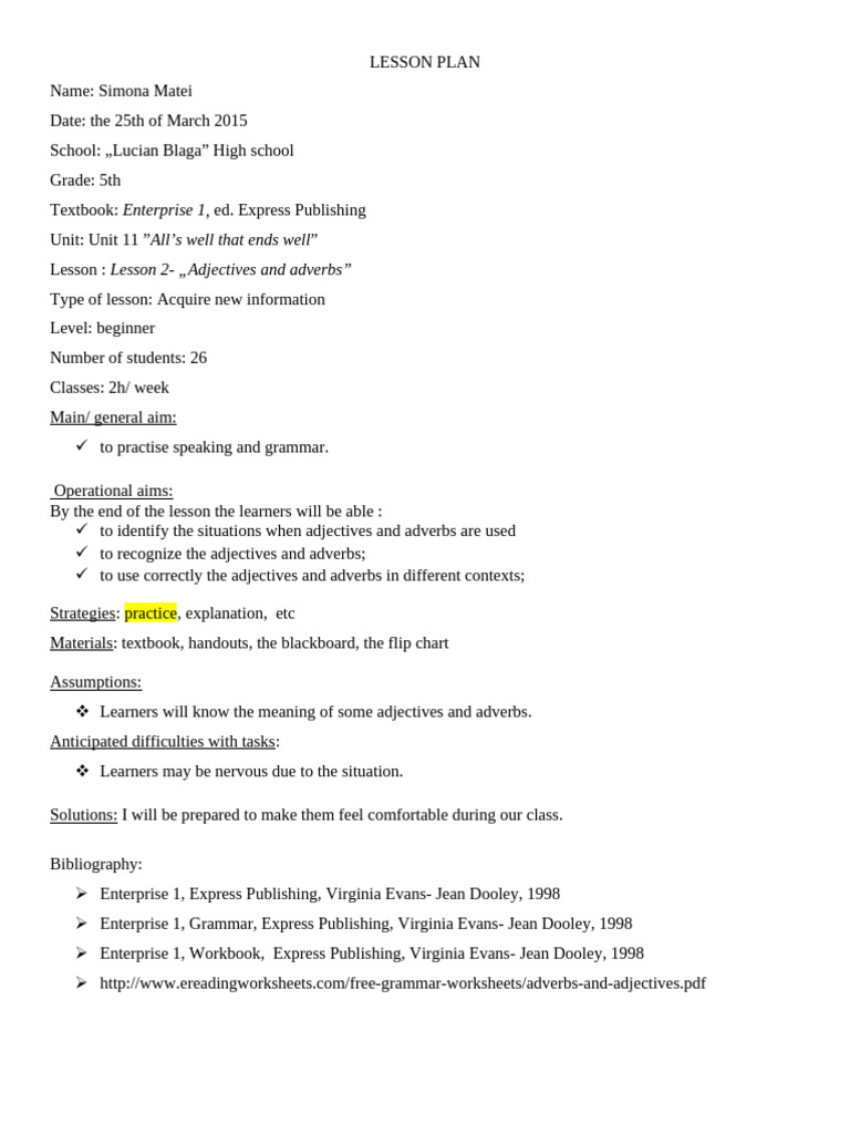 Lesson Plan RODIS | PDF