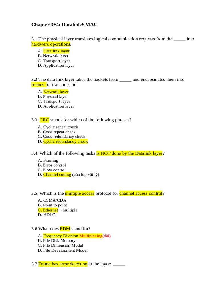 Datalink and MAC Layer Overview | PDF | Computer Network | Osi Model