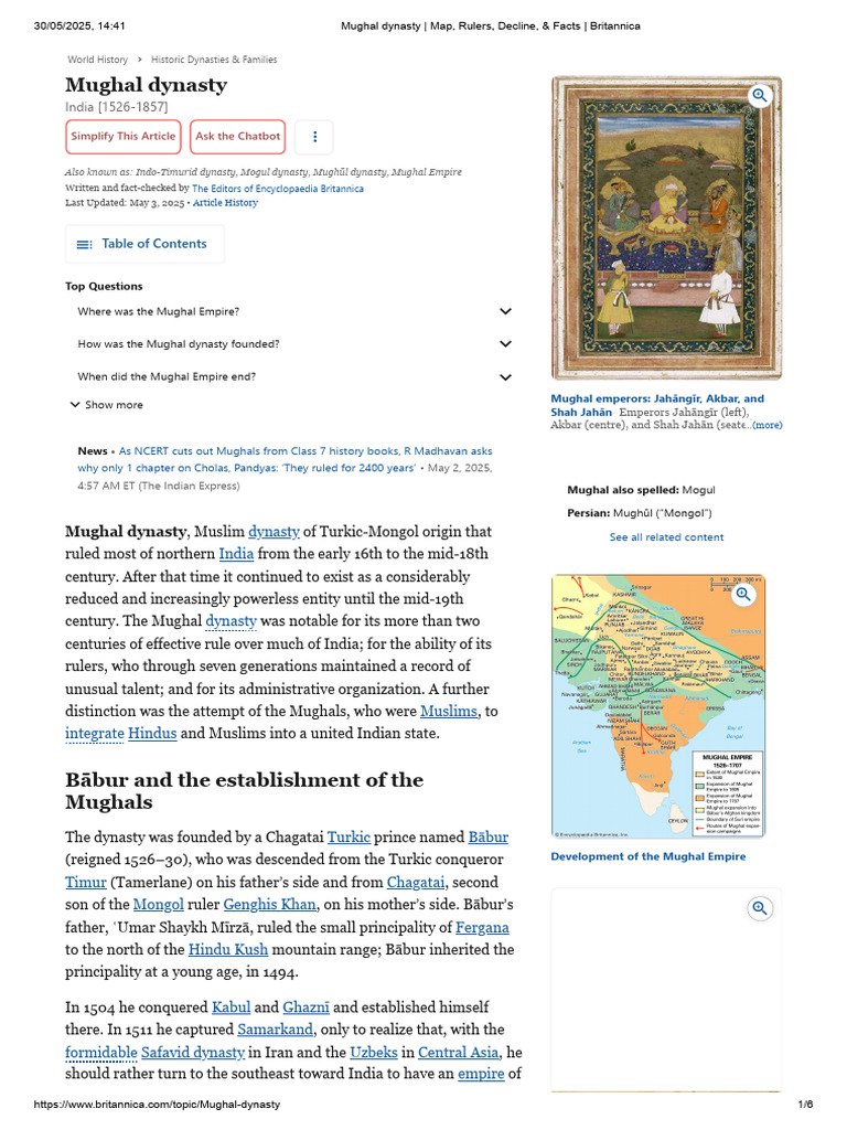 Historical Map of the Mughal Empire | PDF | Mughal Empire