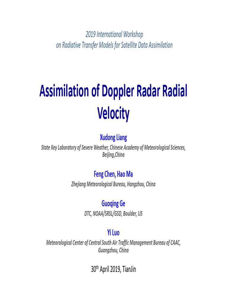 Assimilation Doppler Radar Radial Velocity | PDF | Radar | Weather Forecasting