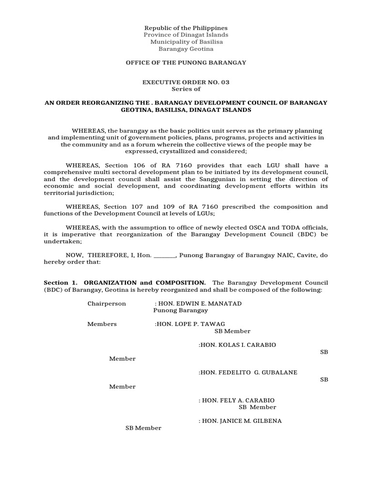 1. BARANGAY DEVELOPMENT COUNCIL | PDF | Governance | Justice