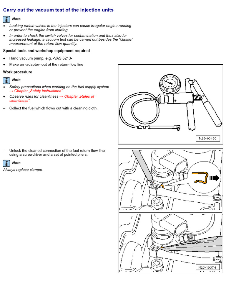Vacuum Test Procedure for Injectors | PDF