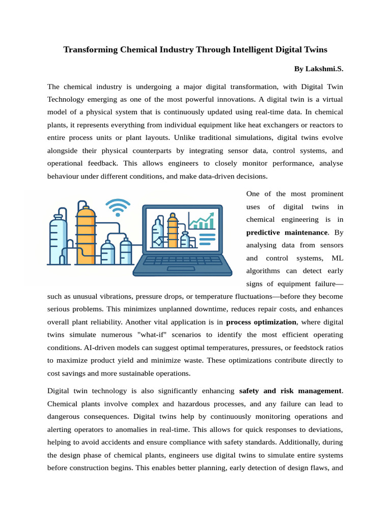 Intelligent Digital Twins in Chemicals | PDF | Simulation | Artificial ...