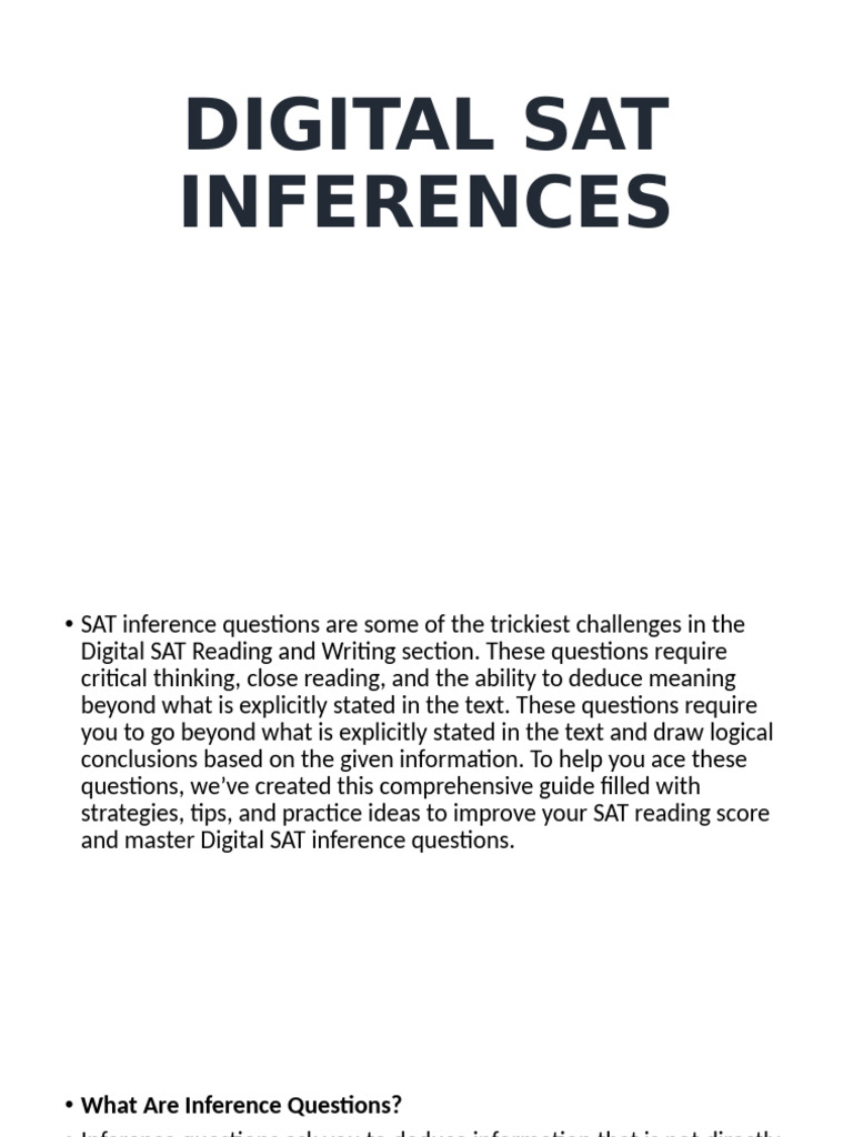 Digital Sat Inferences | PDF | Sat | Inference