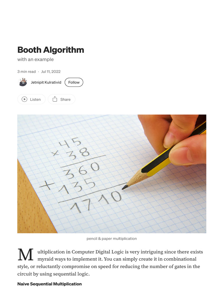 Booth's Algorithm Explained with Example | PDF | Multiplication ...