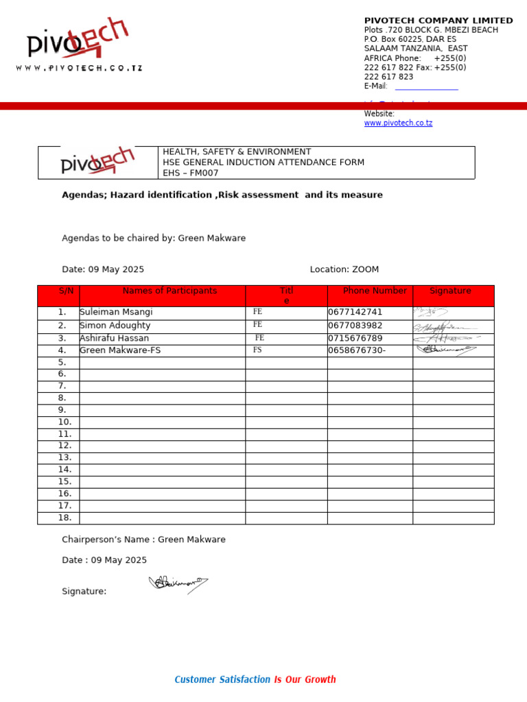 Toolbox Talk Form (4) - 13 W | PDF