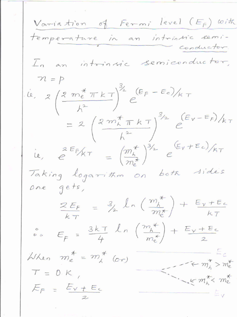 VARIATION OF FERMI LEVEL Ef WITH TEMPERATURE IN AN INTRINSIC ...