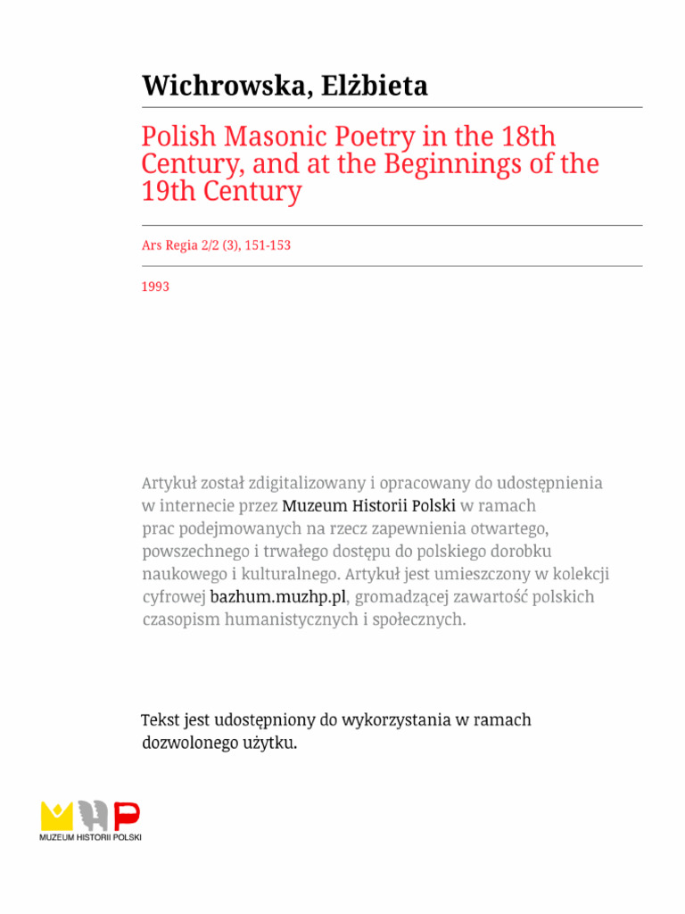 Polish Masonic Poetry in The 18th Centur | PDF | Freemasonry