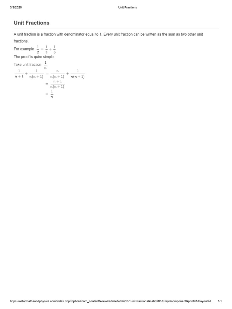 Unit Fractions | PDF