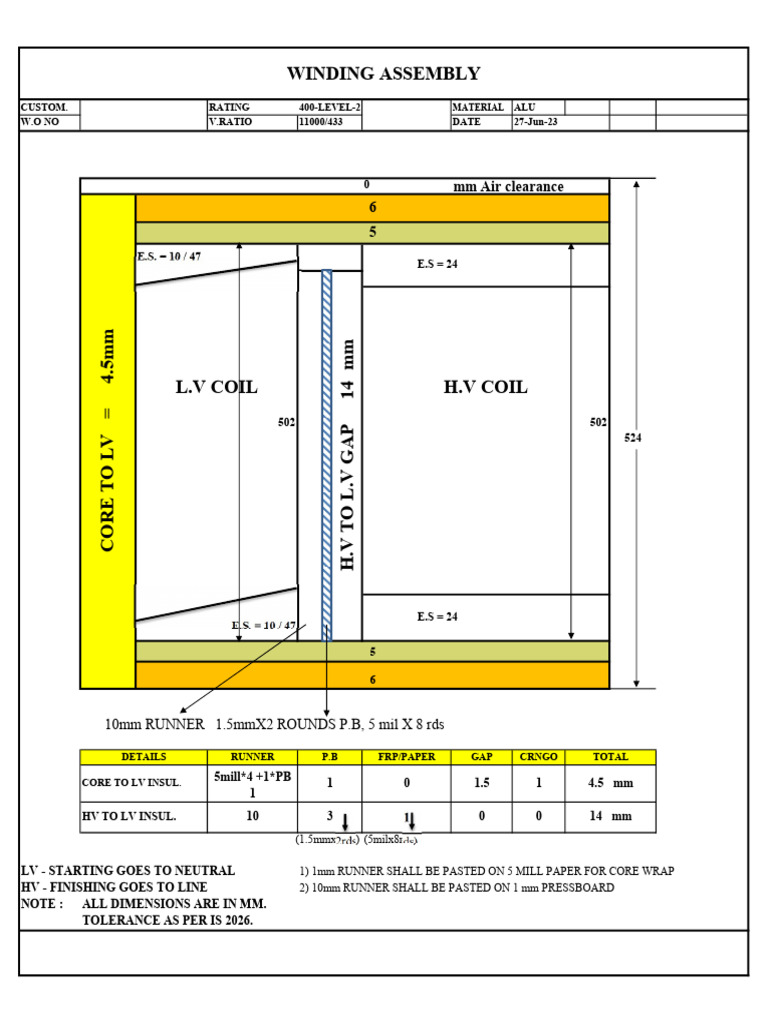 400KVA-11000-433 V-L2-AMDT-SHELL-STRIP-STRIP Winding Assembly | PDF