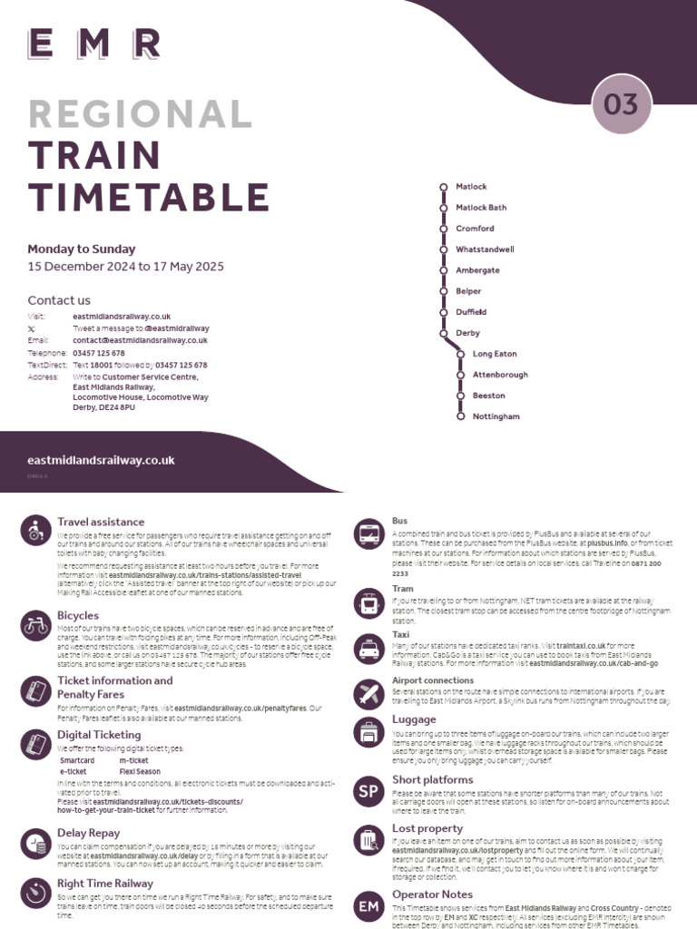 Nottingham - Matlock Dec24 | PDF | Sustainable Transport | Passenger ...