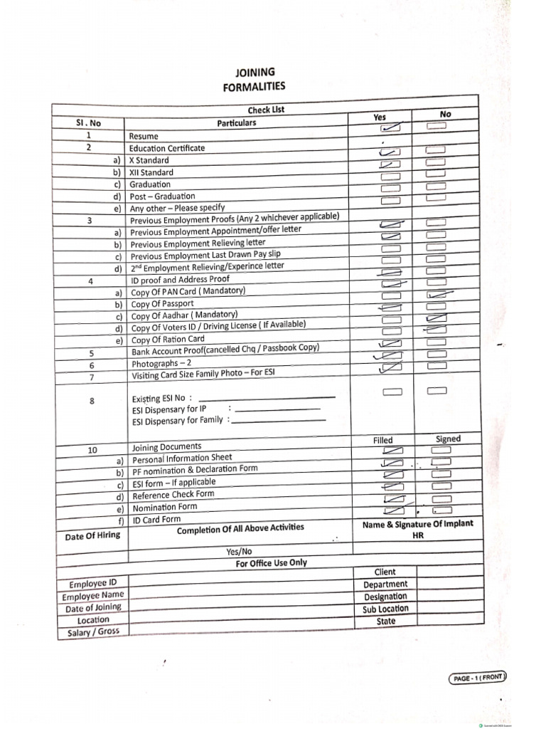 Riya Joining Form With Kyc | PDF