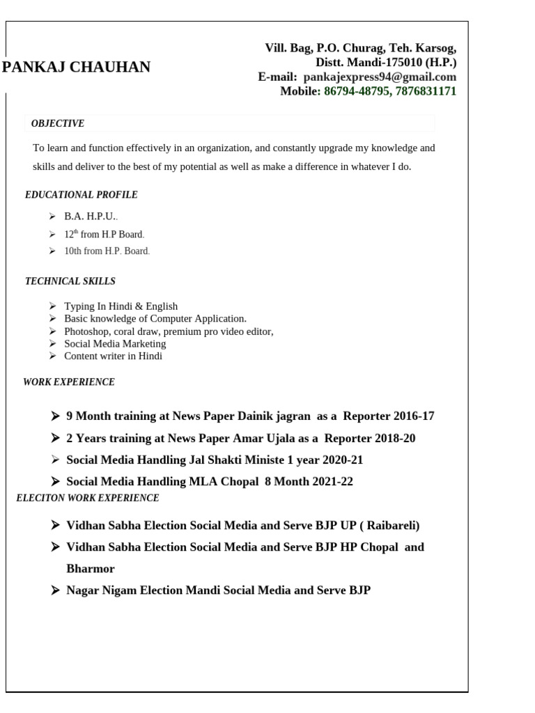 Pankaj Chauhan Resume | PDF