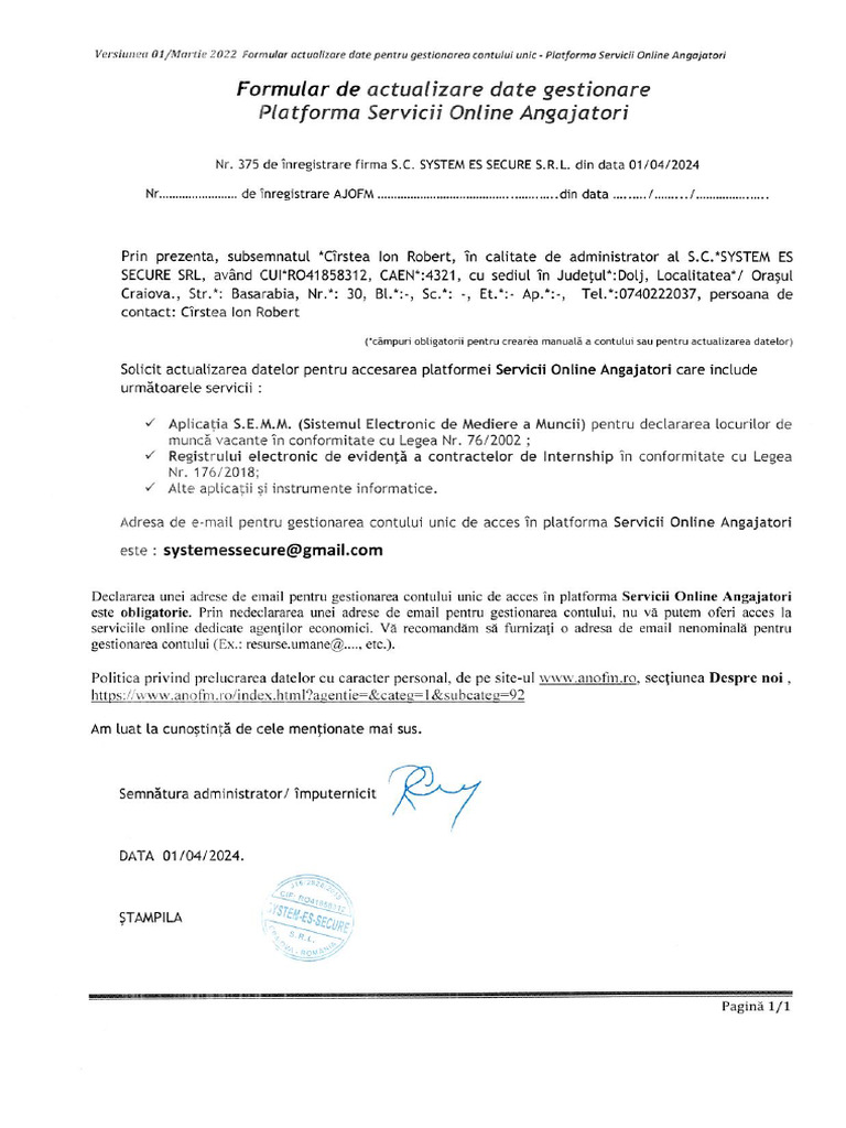 Formular Acces SOA | PDF