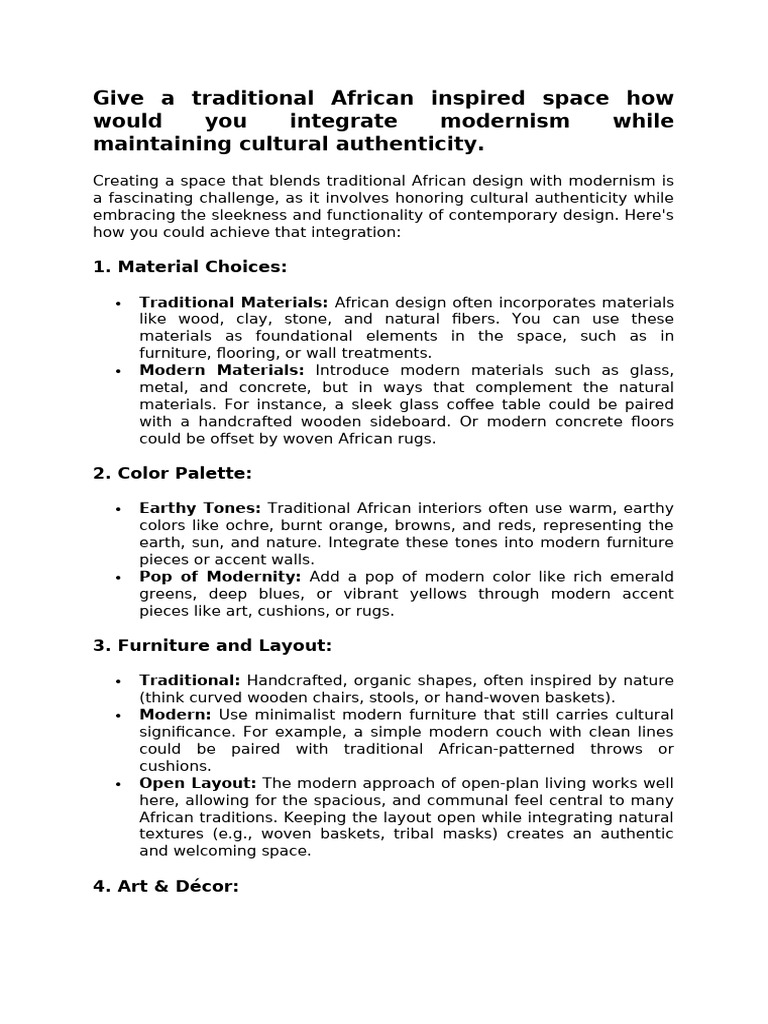 Give A Traditional African Inspired Space How Would You Integrate ...