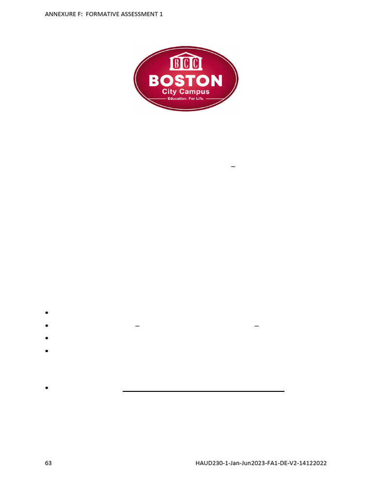 HAUD230 1 Jan Jun2023 FA1 | PDF | Audit | Business