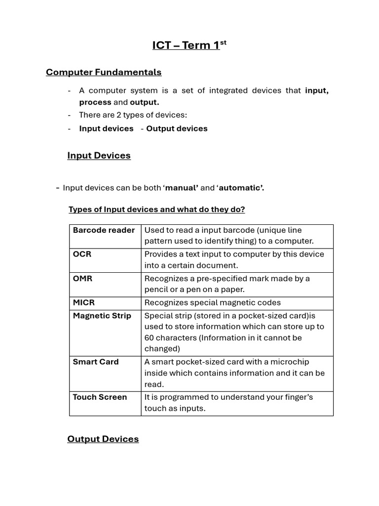 Computer Fundamentals: Input & Output Devices | PDF | Application ...