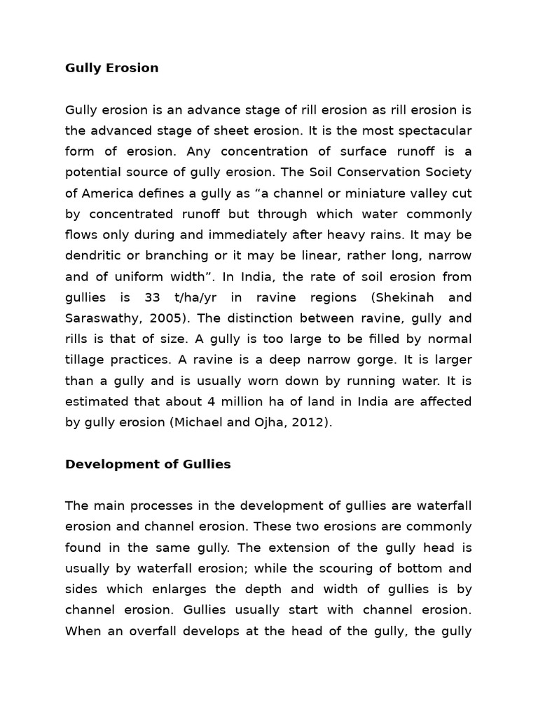 Gully Erosion, Types and Control Measures | PDF | Erosion | Surface Runoff
