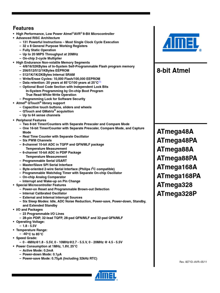 Atmega328 Necessaryregisters Final | PDF | Microcontroller | Central Processing Unit