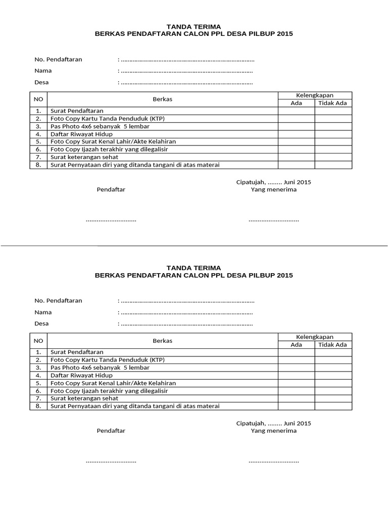 Tanda Terima Berkas | PDF