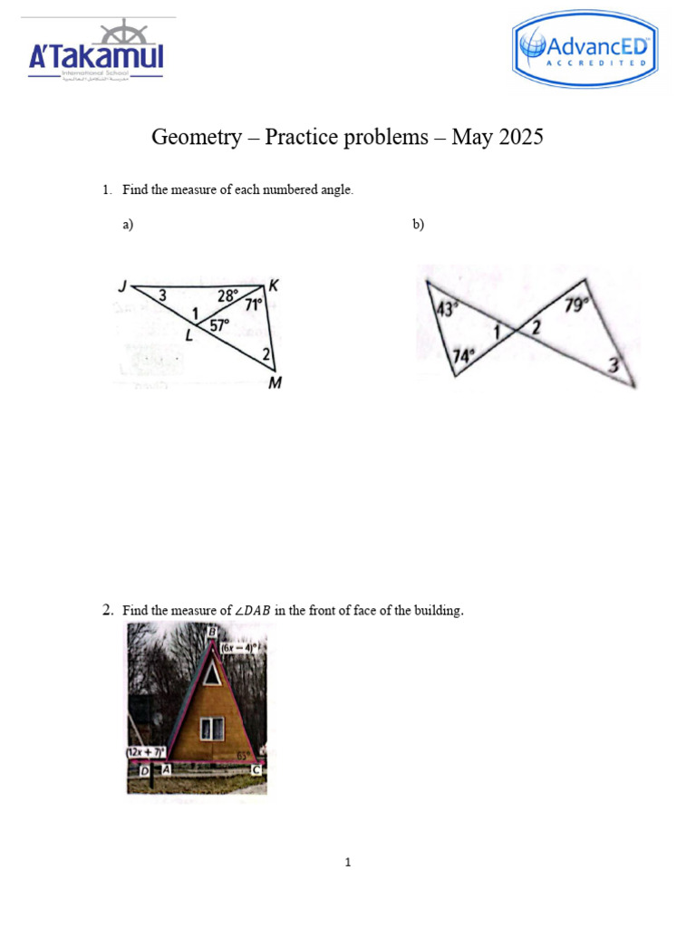 Practice Problems For The Final Exam | PDF | Euclidean Geometry | Elementary Geometry