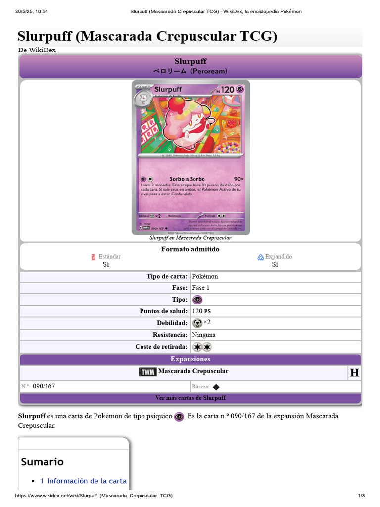 Slurpuff (Mascarada Crepuscular TCG) - WikiDex, La Enciclopedia Pokémon ...