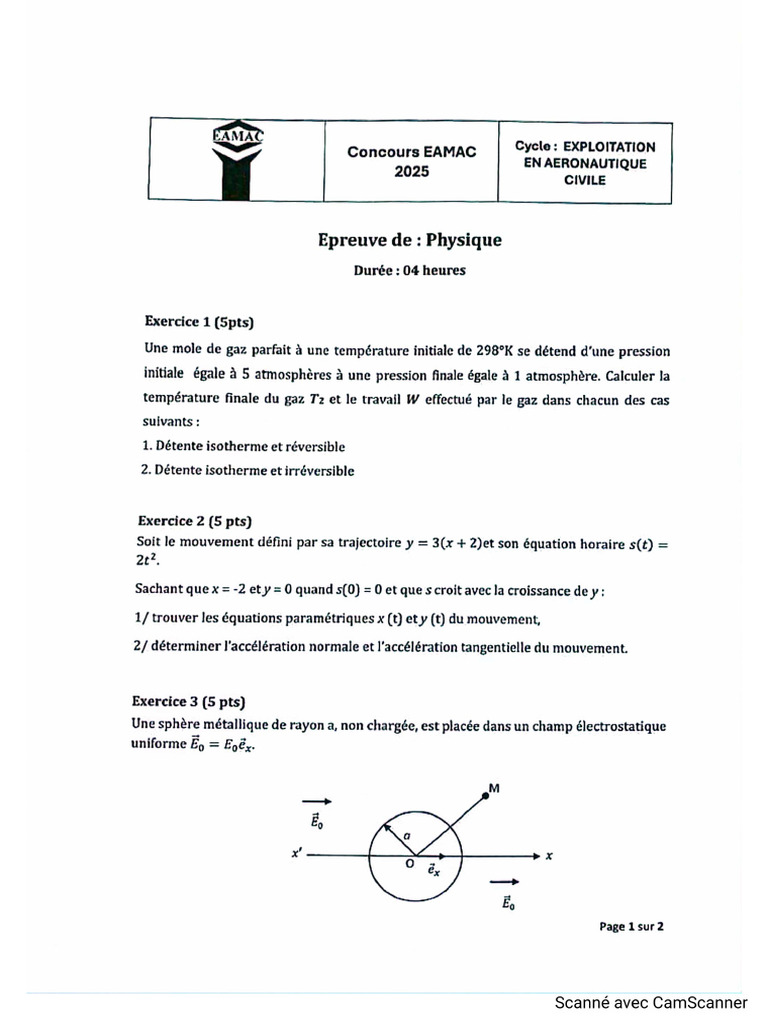 EAMAC 2025 Cycle EAC Physique | PDF