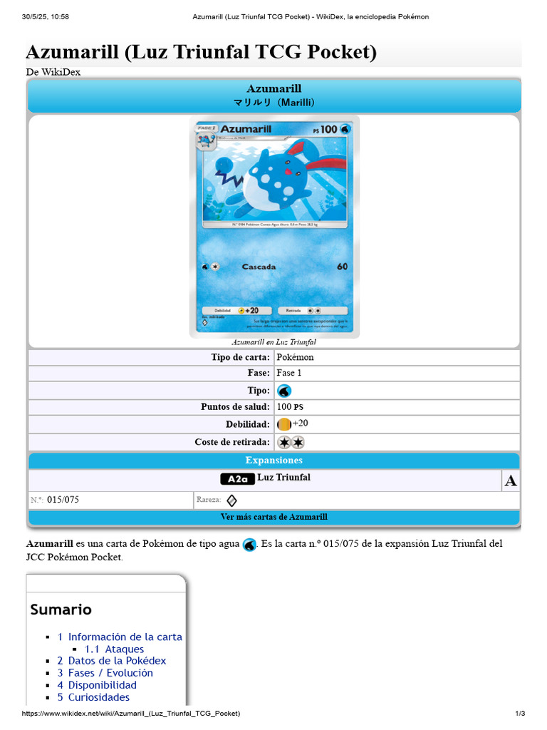 Azumarill en Luz Triunfal TCG | PDF | Franquicias de Nintendo | Juegos ...