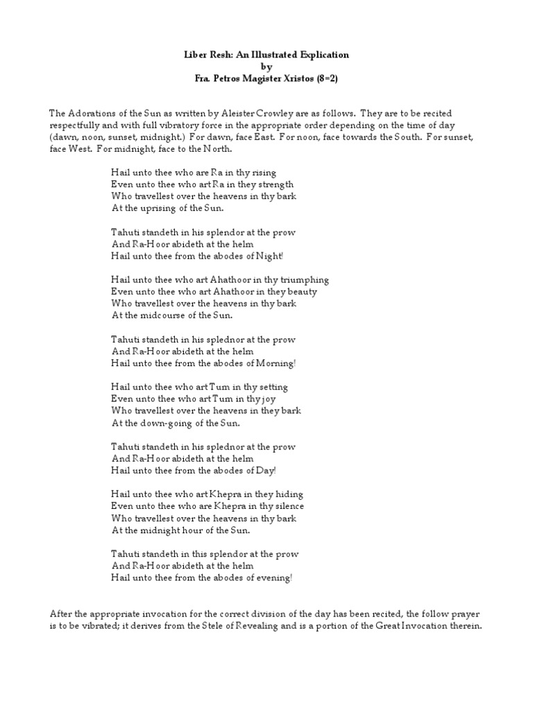 Liber Resh Illustrated Comment | PDF | Solar Deity | Ancient Egyptian Religion