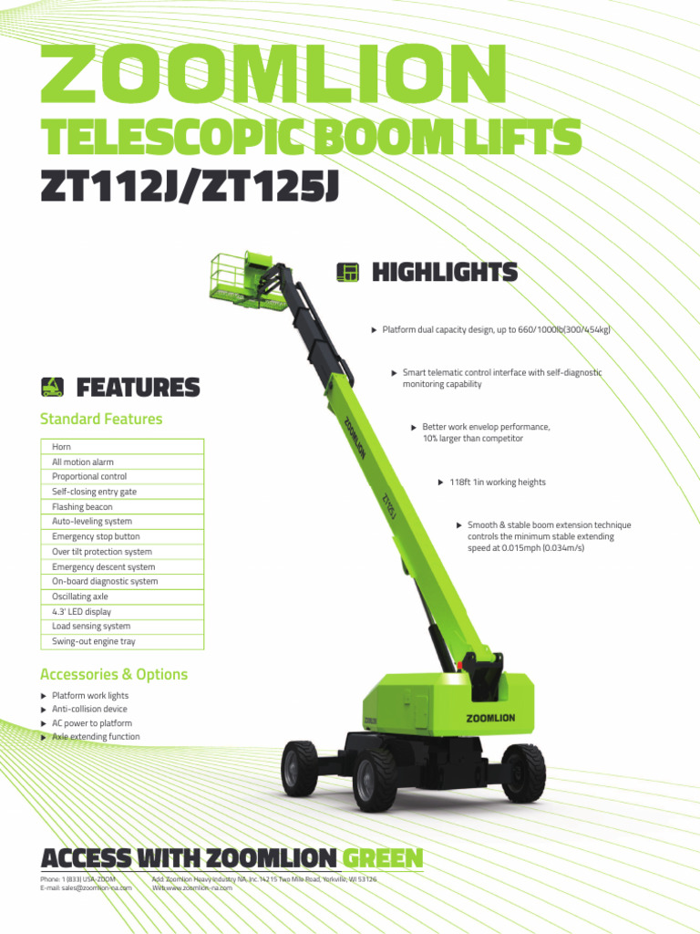 Zoomlion-Boom-Lifts-Telescopic-Spec-Zoomlion ZT112J | PDF ...