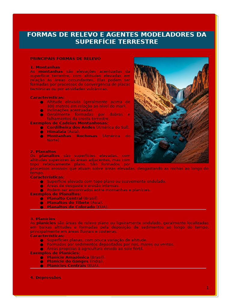 06 Formas de Relevo e Agentes Modeladores Da Superfície Terrestre | PDF ...