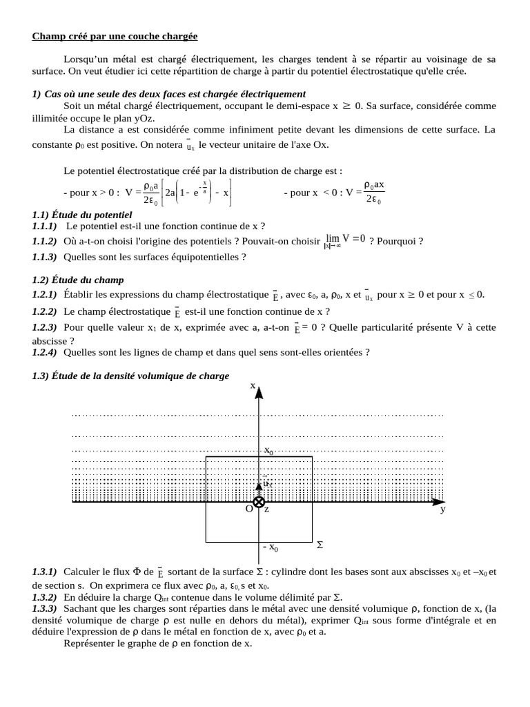 Étude du potentiel et champ électrostatique | PDF | Physique ...