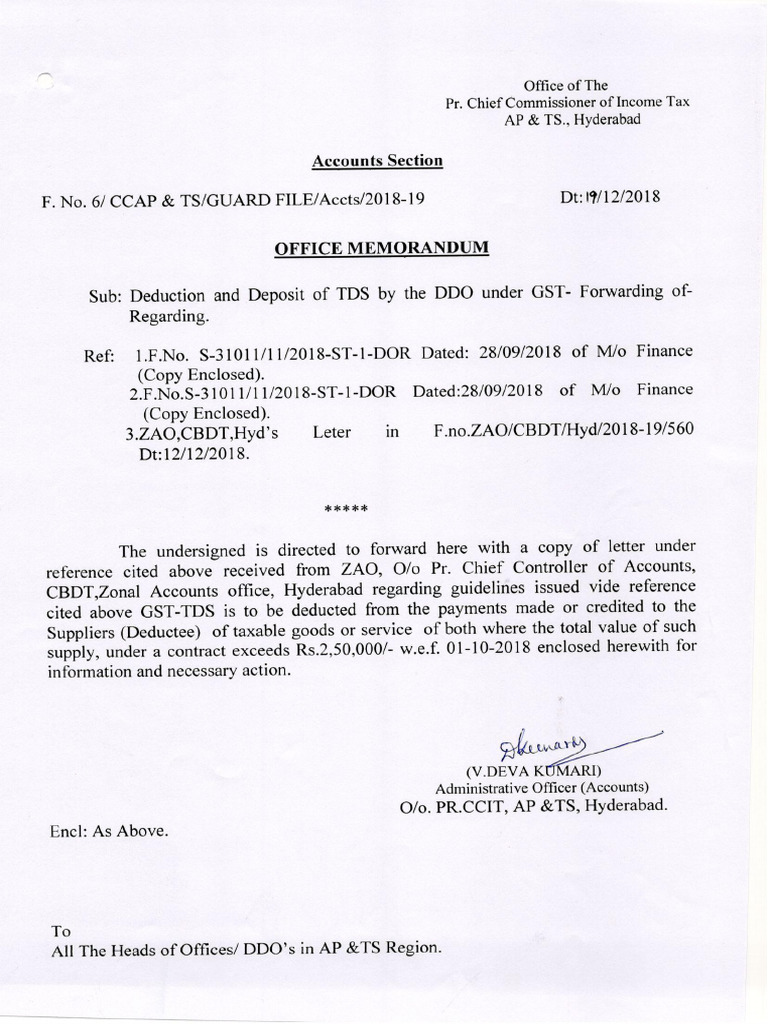 79117deducation and Deposit of TDS by The DDO Under GST. | PDF | Taxes ...