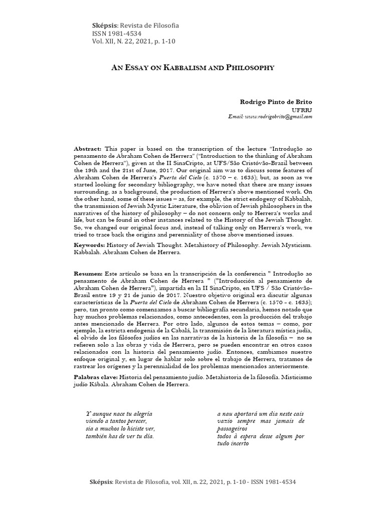 Kabbalism and Philosophy Insights | PDF | Kabbalah | Skepticism