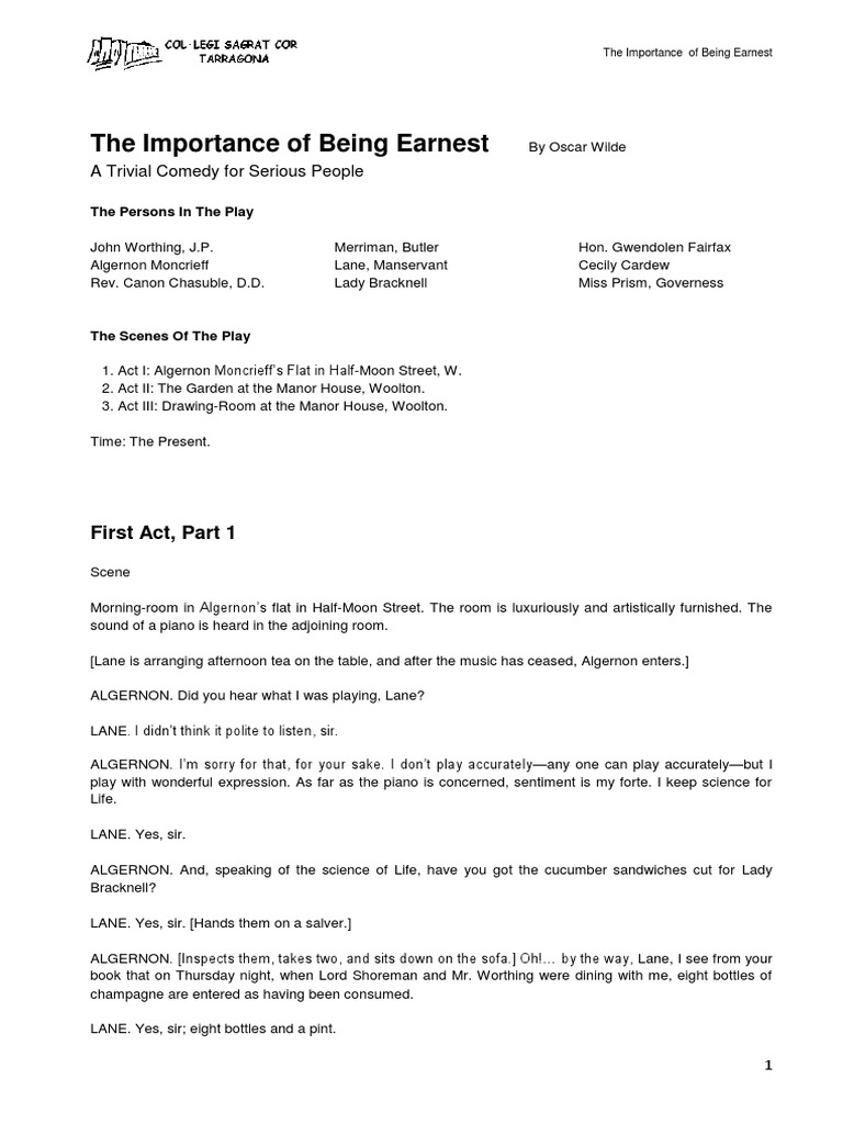The Importance of Being EARNEST | PDF | The Importance Of Being Earnest