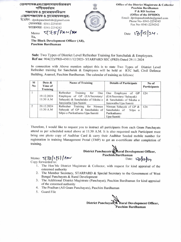 Two Types of District Level Refresher Training - 778 | PDF