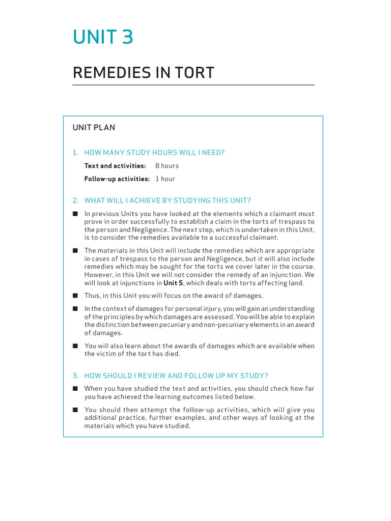Understanding Tort Remedies and Damages | PDF | Damages | Tort