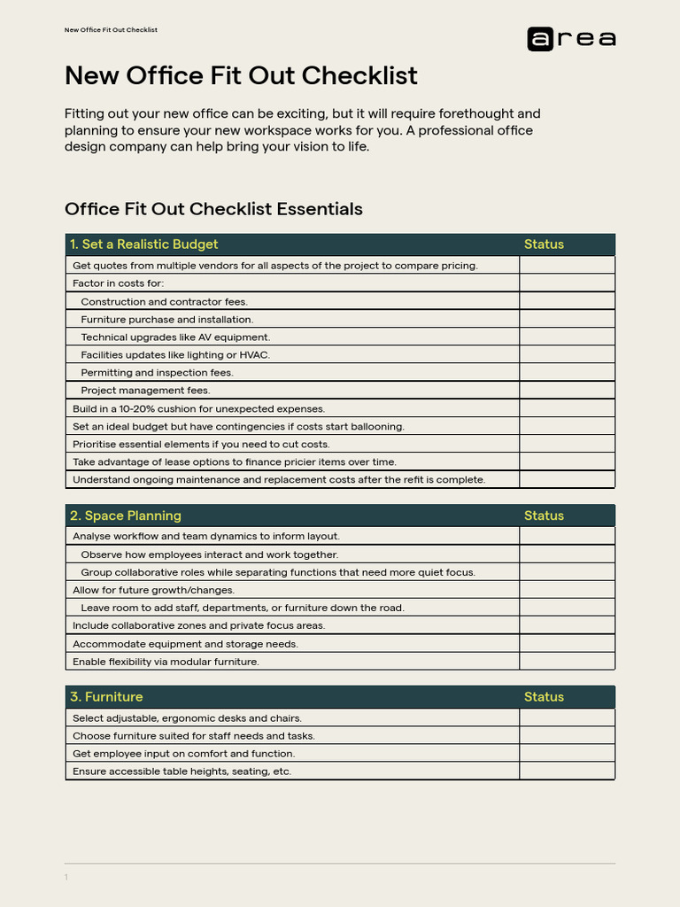 Area-New-Office-Fit-Out-Checklist | PDF