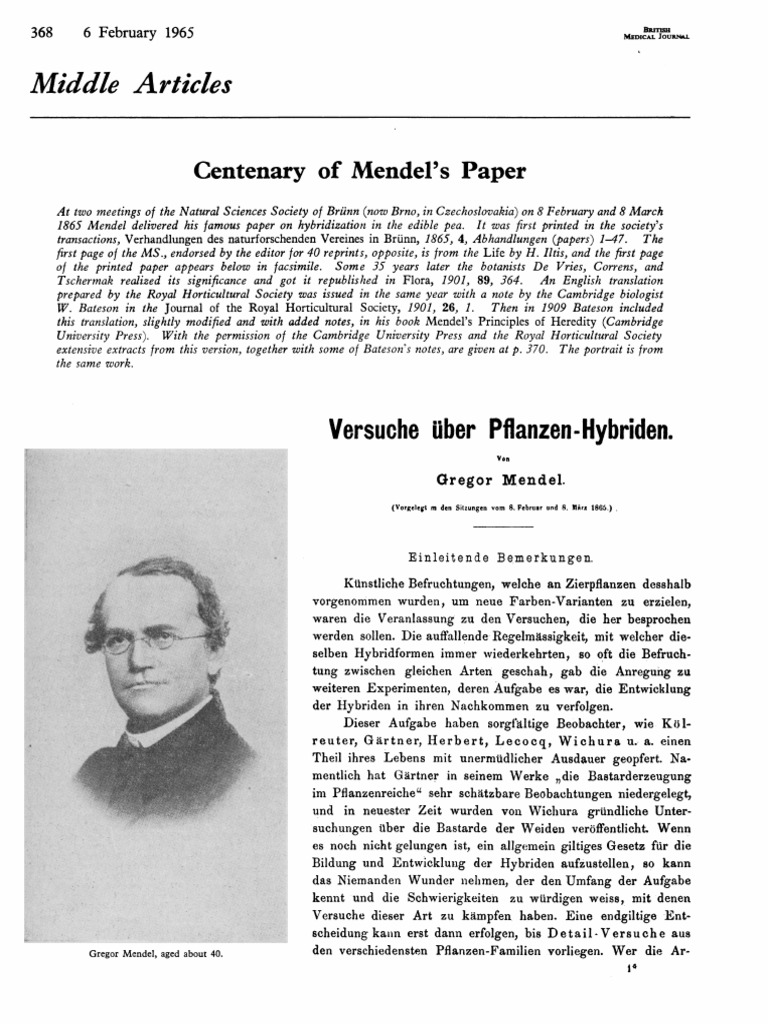 Mendel's Hybridization Experiments | PDF